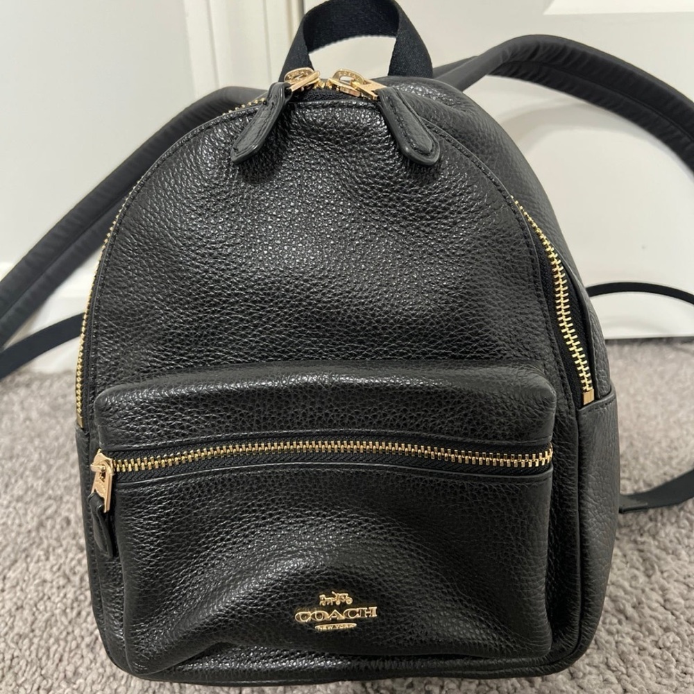 Coach Mini Charlie Backpack In Pebble Leather - Gem